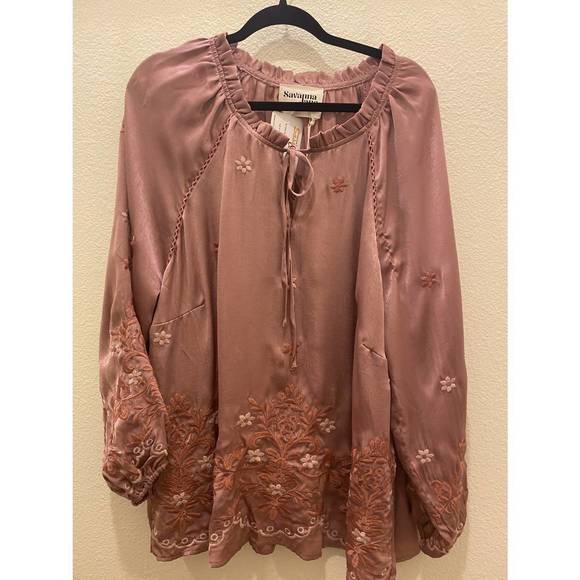 ANDREE BY UNIT | Tops | New Andree By Unit Millie Silky Emb Top In Rose ...